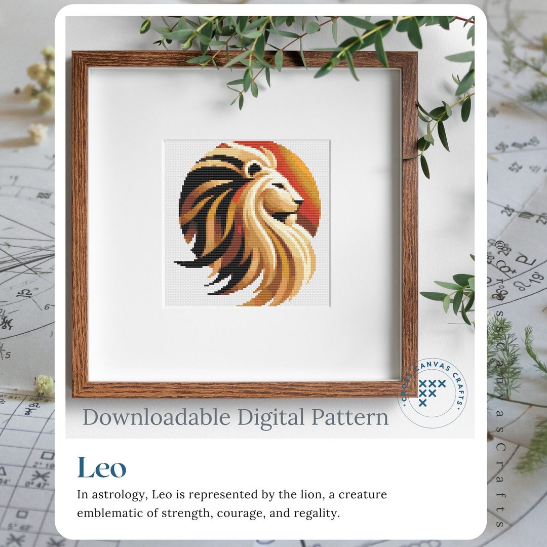 Majestic Leo Lion Cross Stitch Pattern Zodiac Sign Leo Embroidery ...