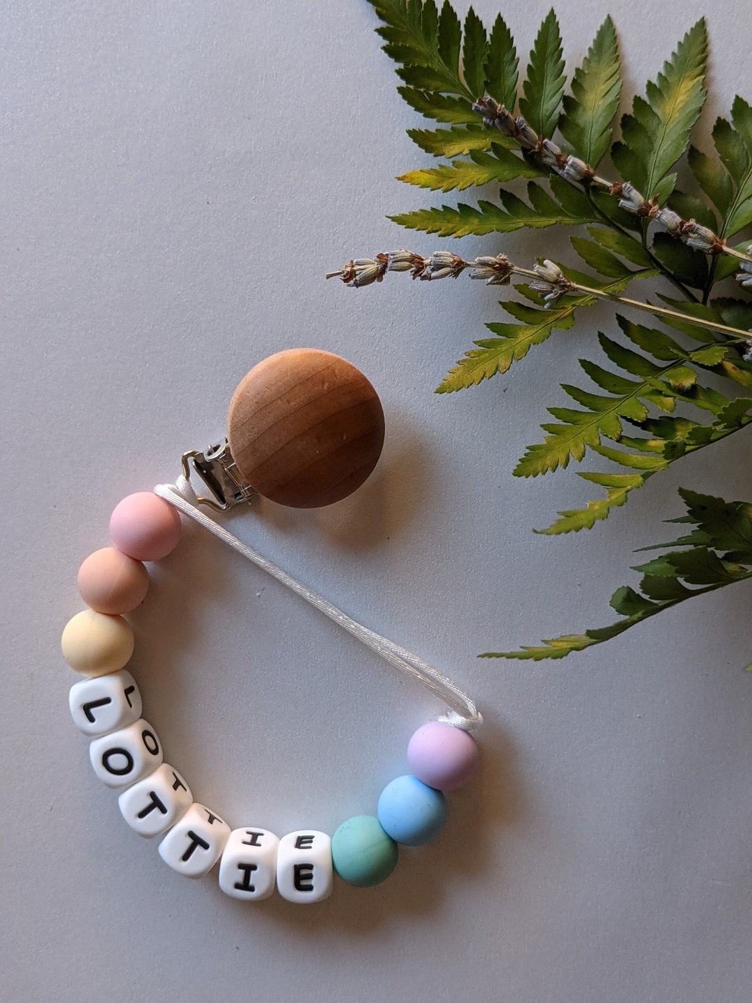 Pastel Rainbow Personalized Silicone Pacifier Holder - Etsy