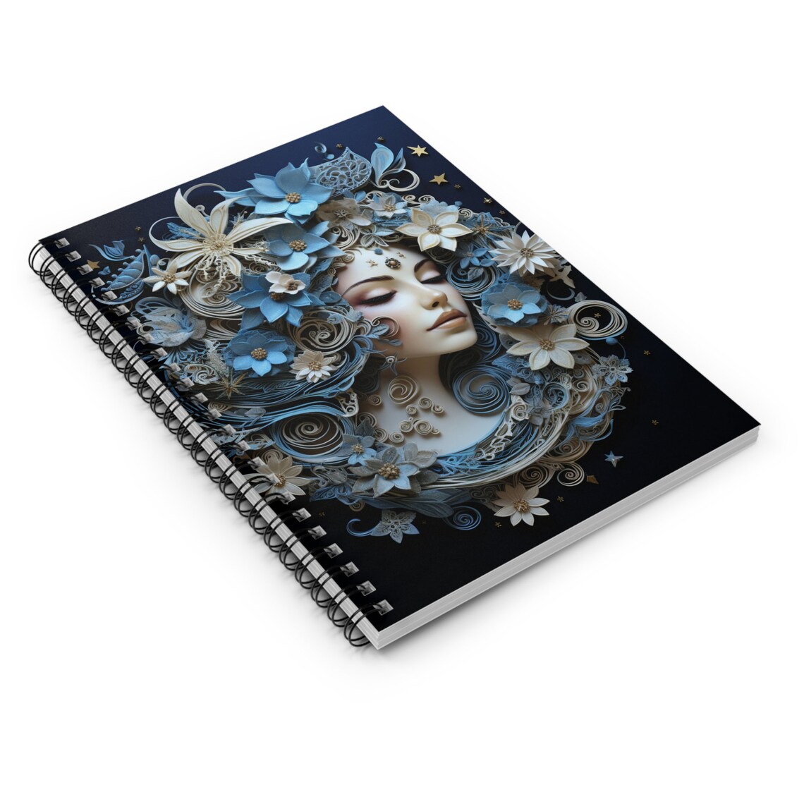 Floral Moon Goddess Spiral Notebook - Ruled Line - Etsy
