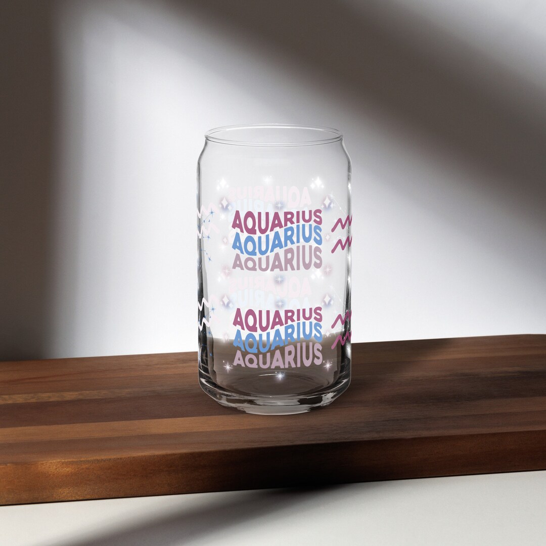 Aquarius Zodiac Sign 16 Oz Can-shaped Glass, Libbey Can-shaped Cup ...