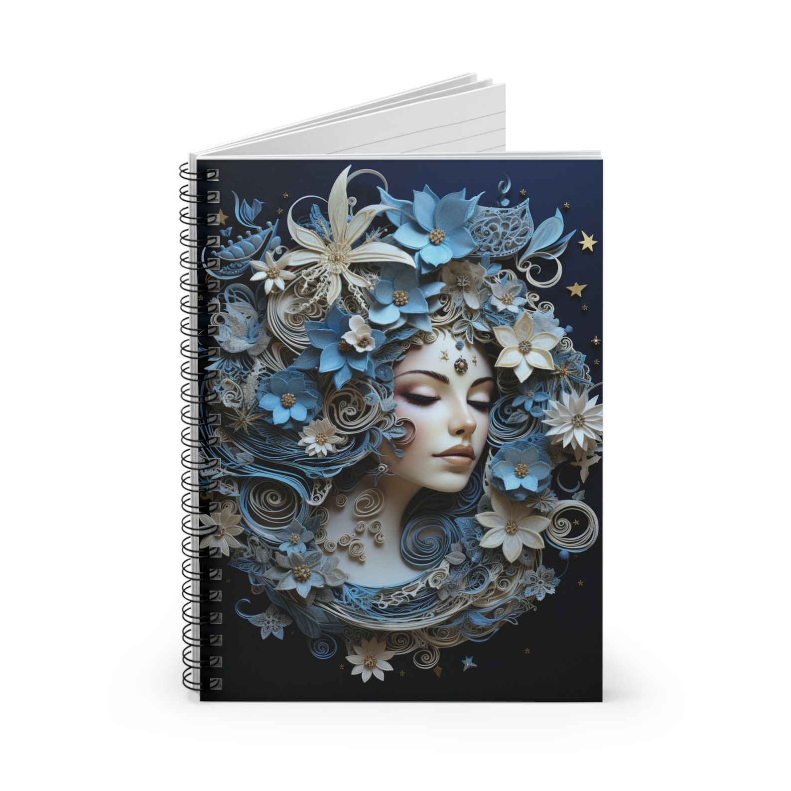 Floral Moon Goddess Spiral Notebook - Ruled Line - Etsy