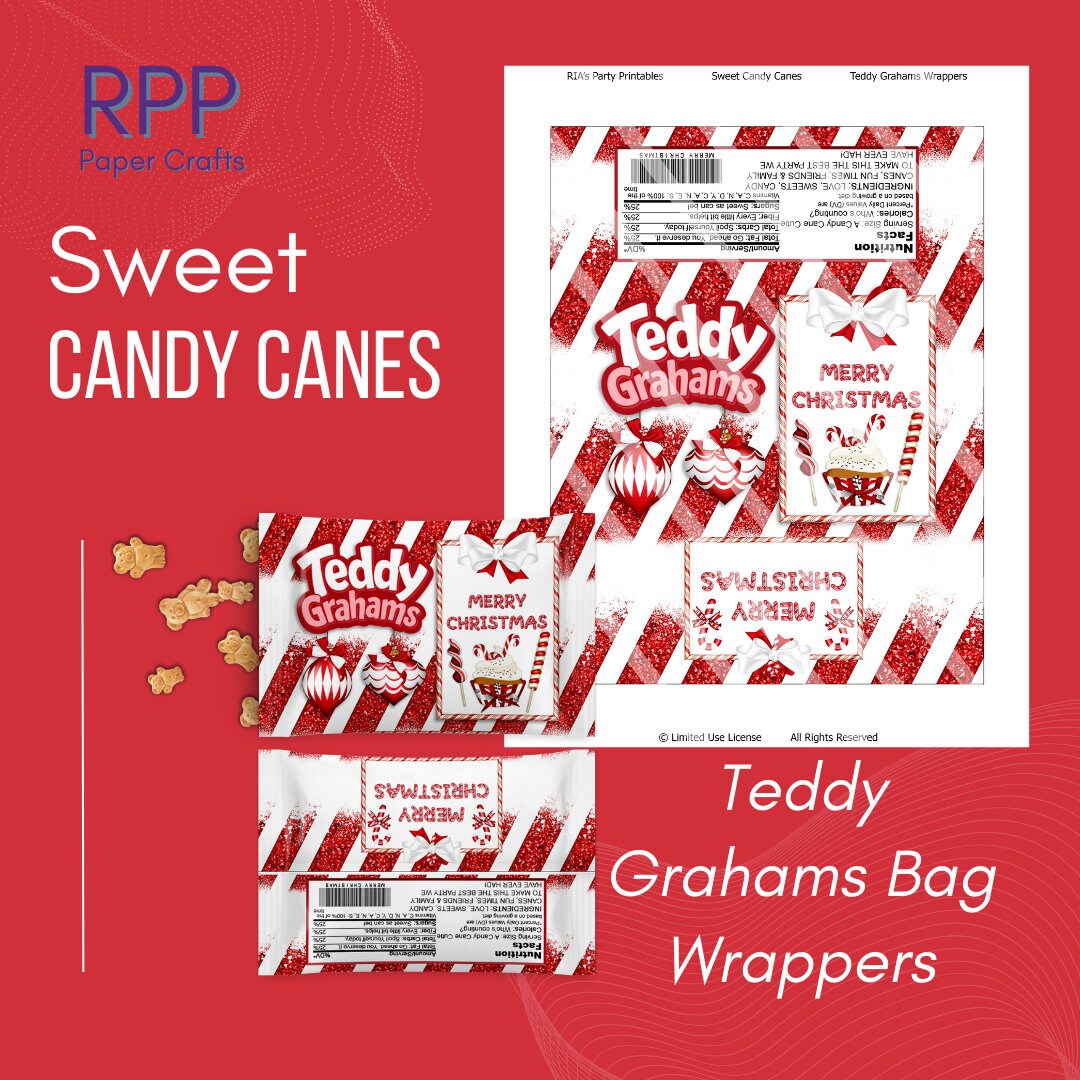 Candy Cane Teddy Grahams Bag Wrappers (PDF/JPG) - Etsy