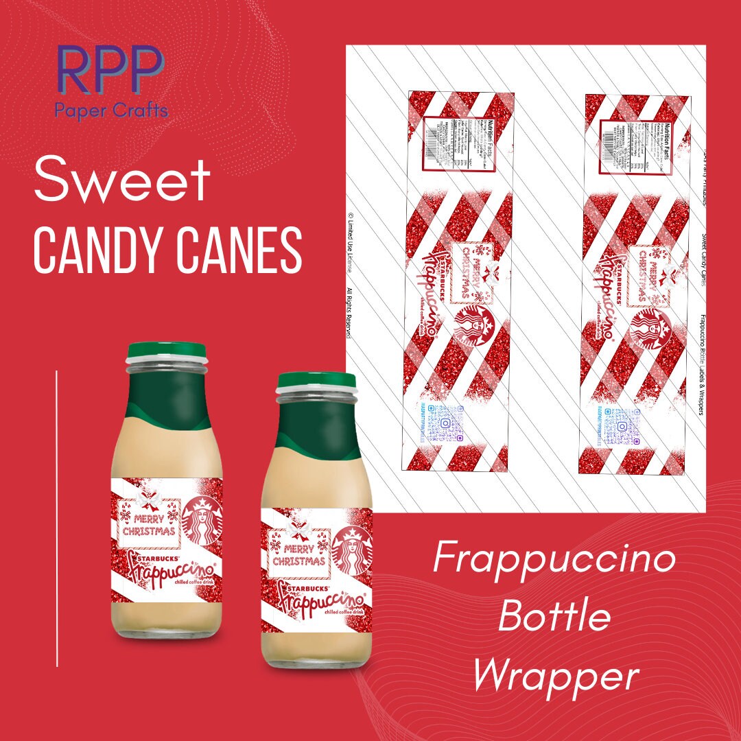 Sweet Candy Canes Frappuccino Drink Starbucks Bottles Stickers Labels ...