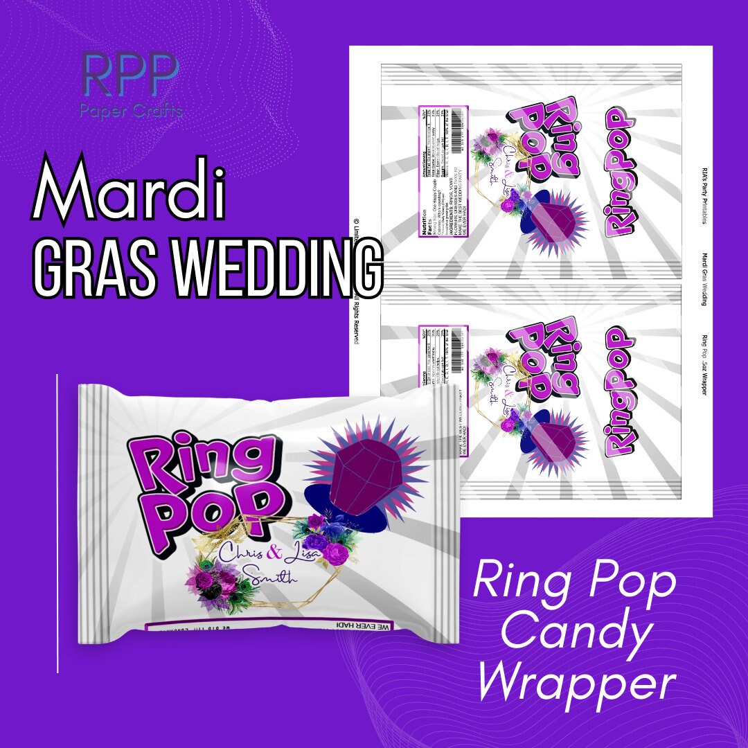Mardi Gras Wedding Ring Pop Candy Wrappers - Etsy