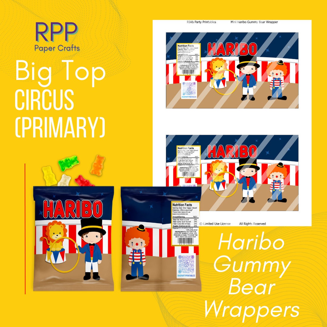 Big Top Circus primary Haribo Mini Gummy Bears Wrappers - Etsy