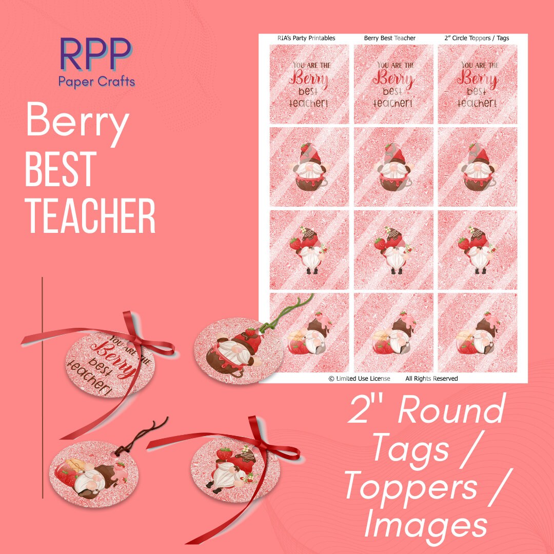 Berry Best Teacher 2 Gift Tags / Toppers - Etsy