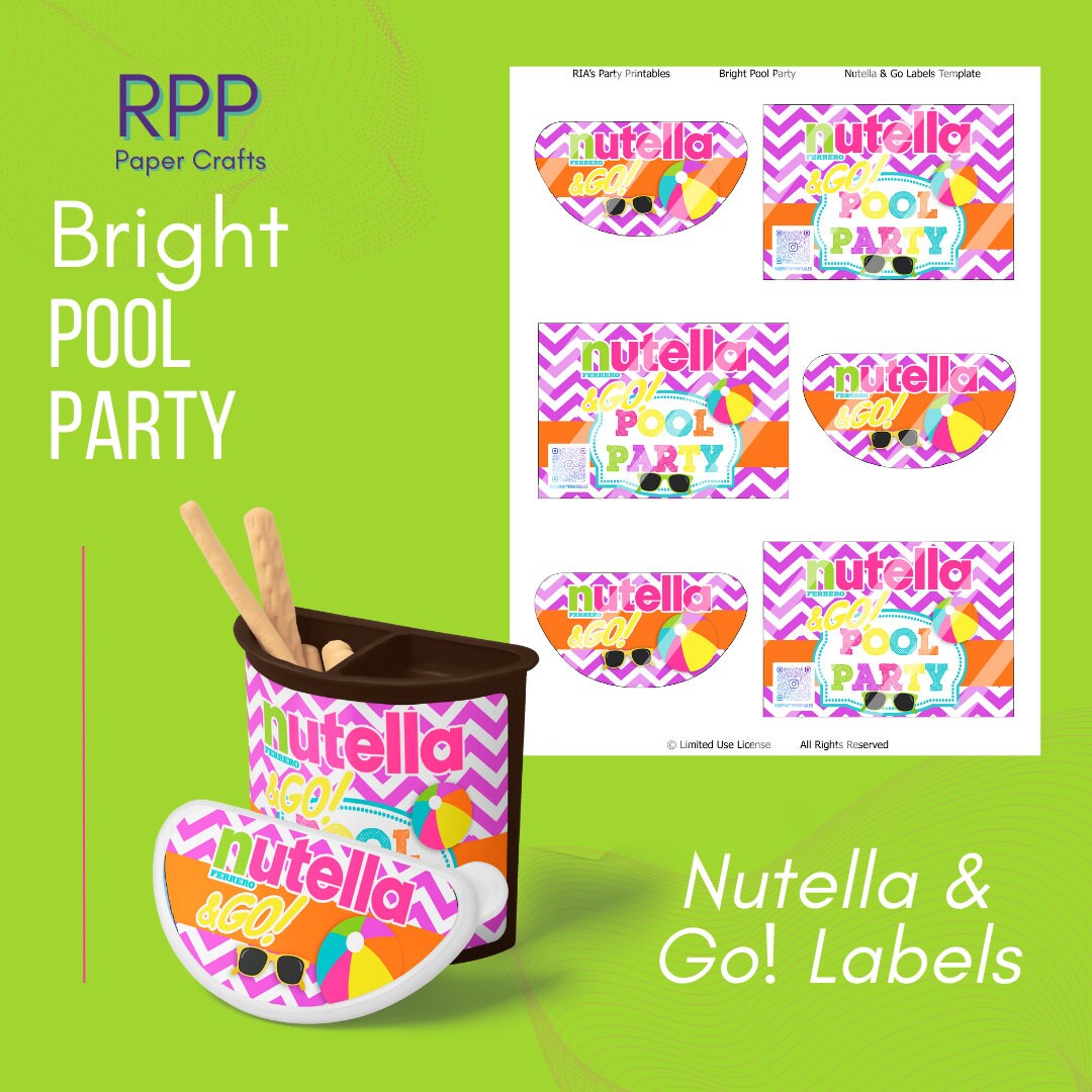 Bright Pool Party Nutella & Go Labels - Etsy