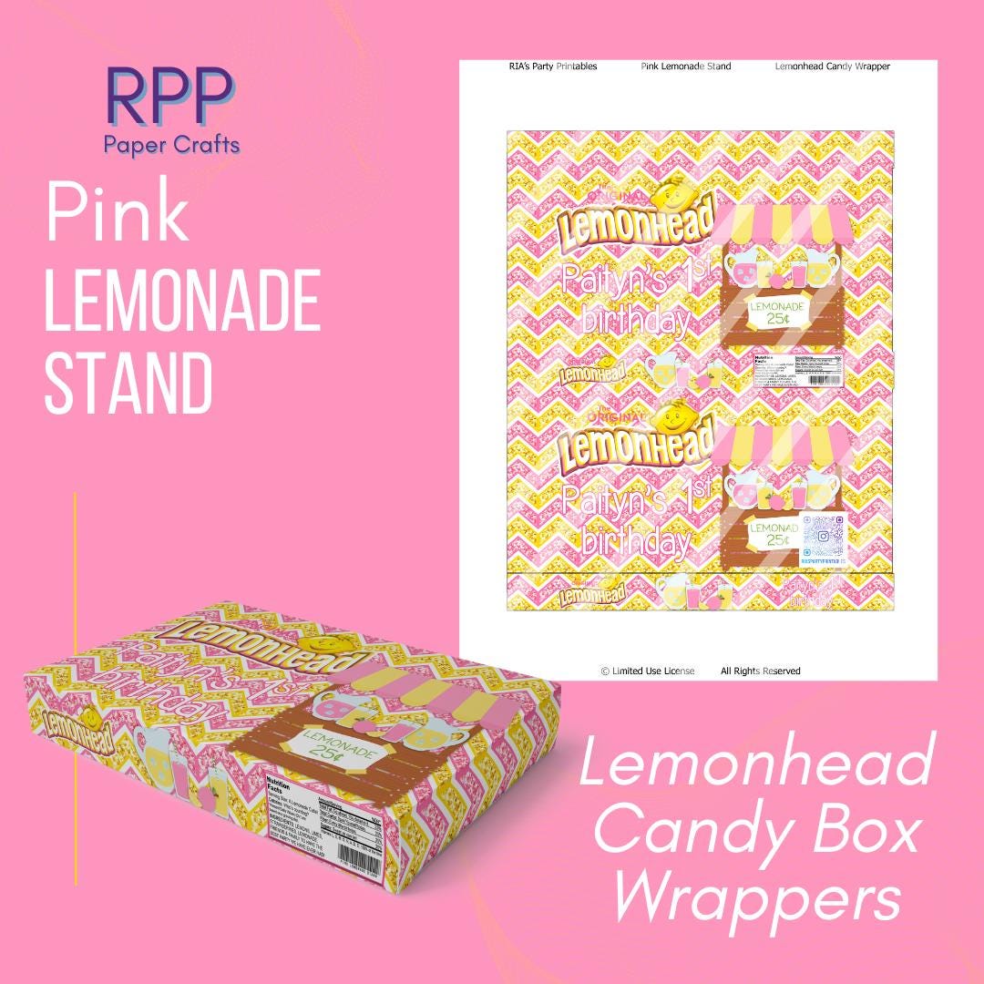 Pink Lemonade Stand Lemonhead Candy Box Wrapper - Etsy