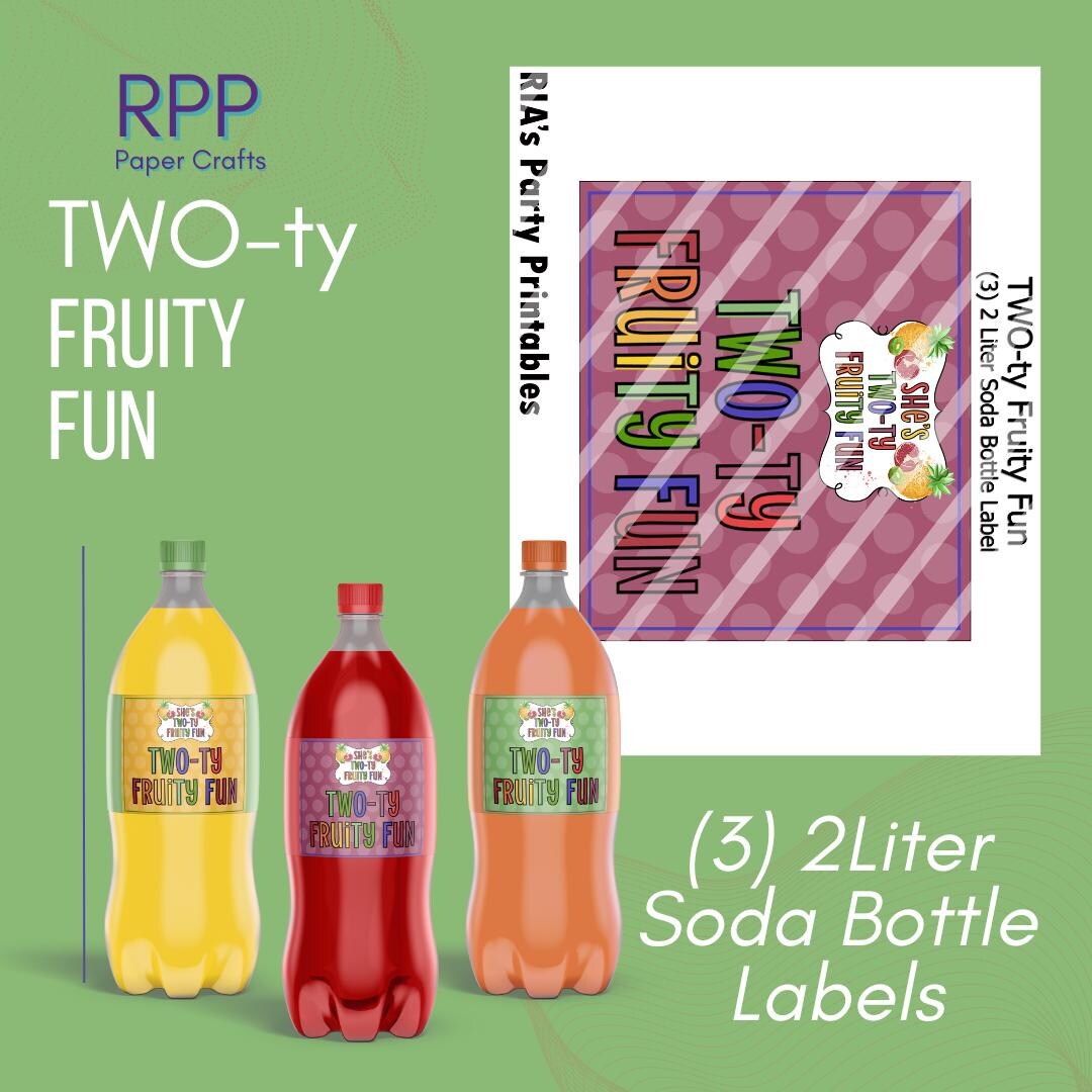 Two-ty Fruity Fun 3 2liter Soda Bottle Labels Drink Stickers Party ...