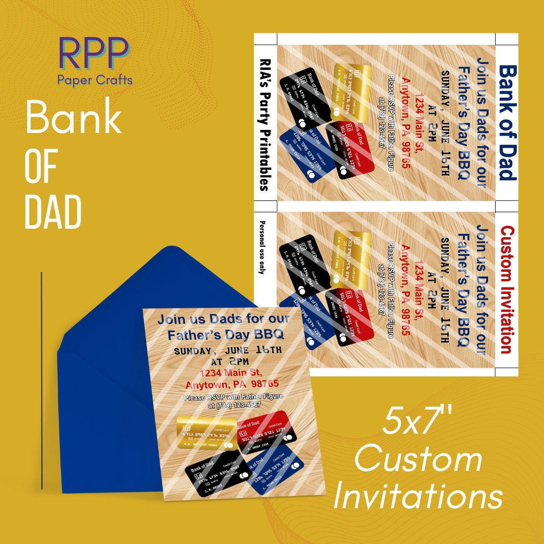 Bank of Dad 5x7 Custom Invitations - Etsy