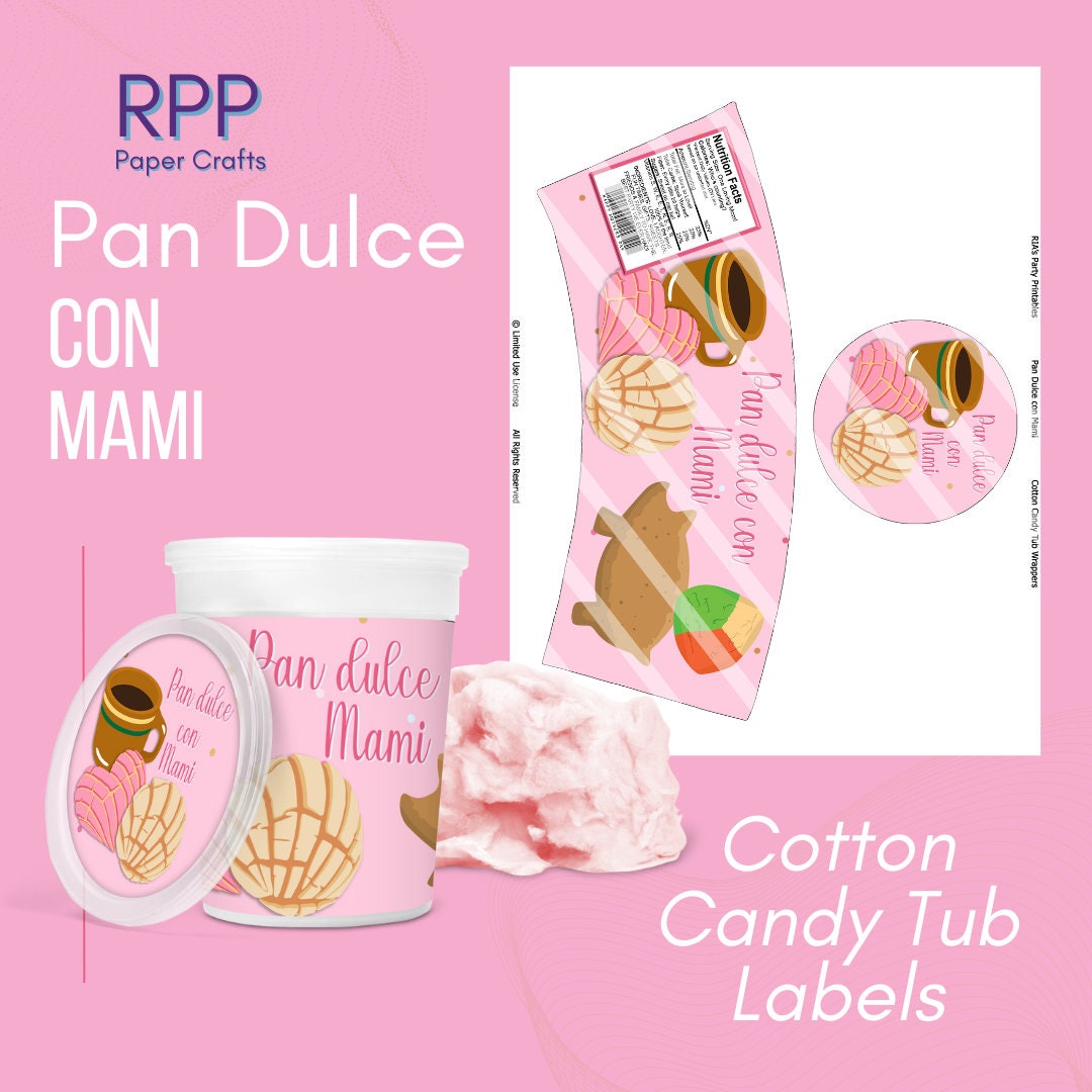Pan Dulce Con Mami Cotton Candy Tub Labels - Etsy