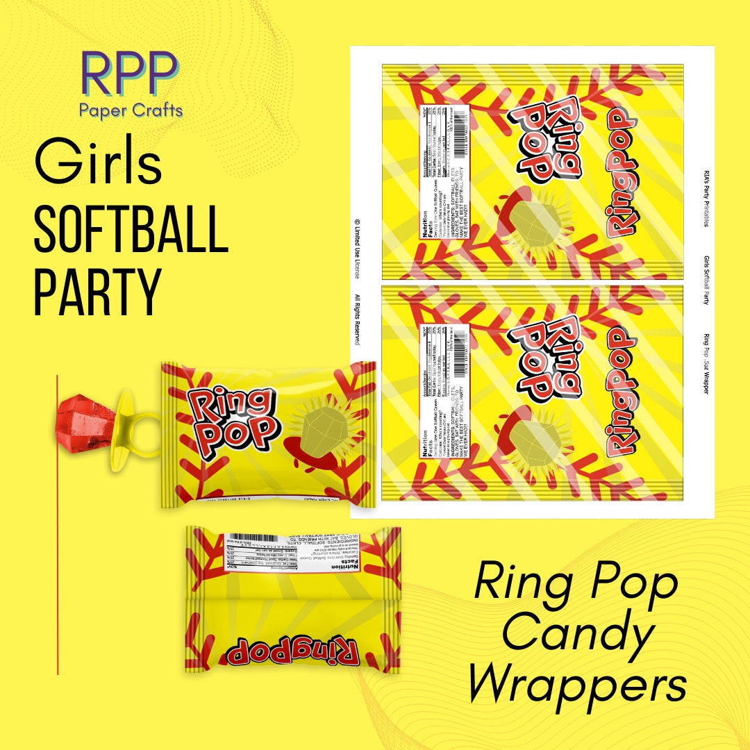 Girls Softball Party Ring Pop Wrappers - Etsy