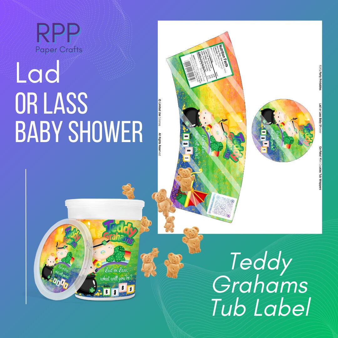 Lad or Lass Gender Reveal Go-pak Teddy Grahams Labels - Etsy