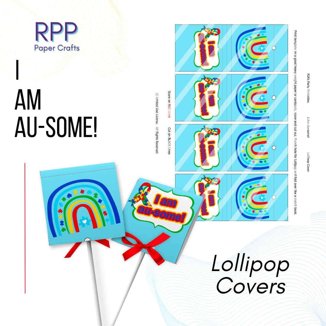 I Am Au-some Lollipop Covers Autism Awareness Month Candy Labels ...
