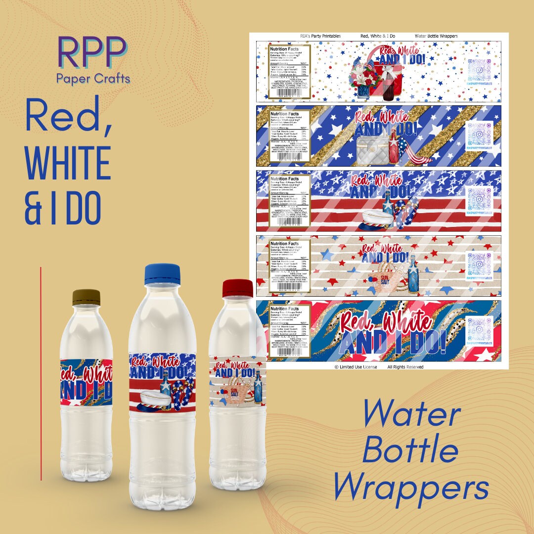 Red White & I Do Water Bottle Wrappers - Etsy