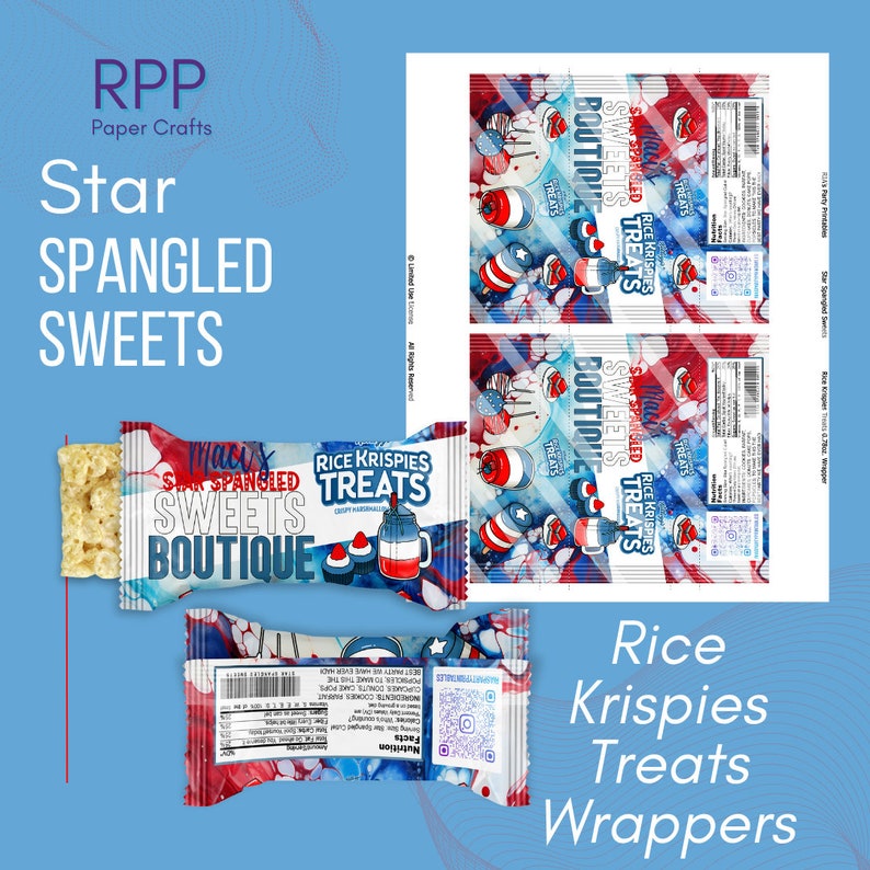 Star Spangled Sweets Rice Krispies Treats Wrappers - Etsy