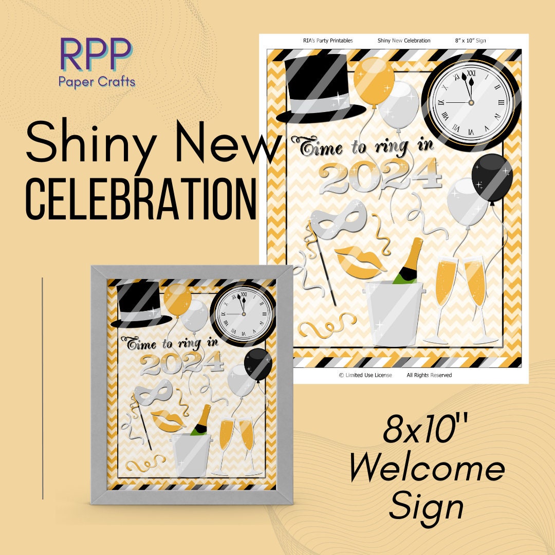 Shiny New Celebration 8x10 Welcome Sign New Year Party New Year's Eve ...