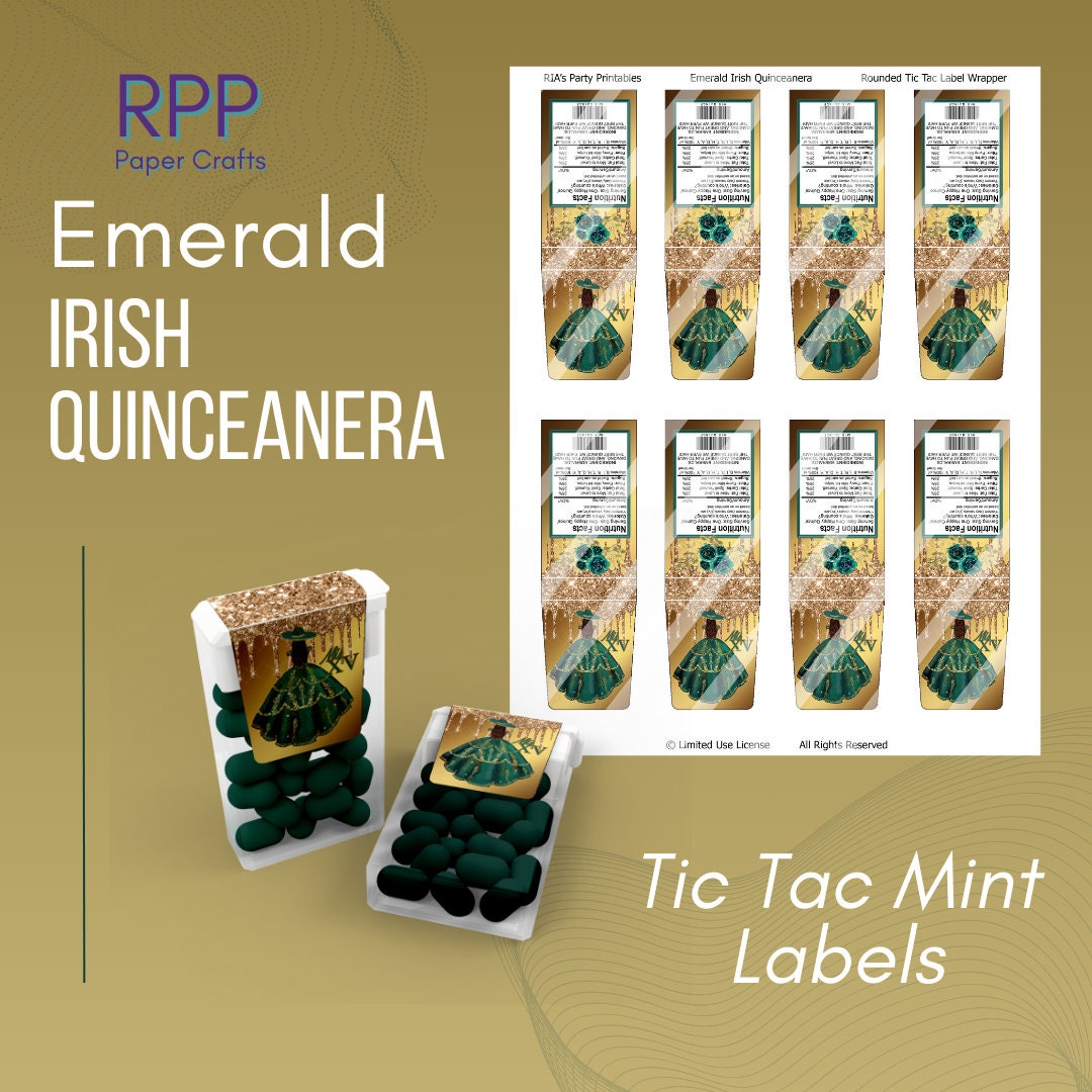 Emerald Irish Quinceanera Tic Tac Mint Labels - Etsy