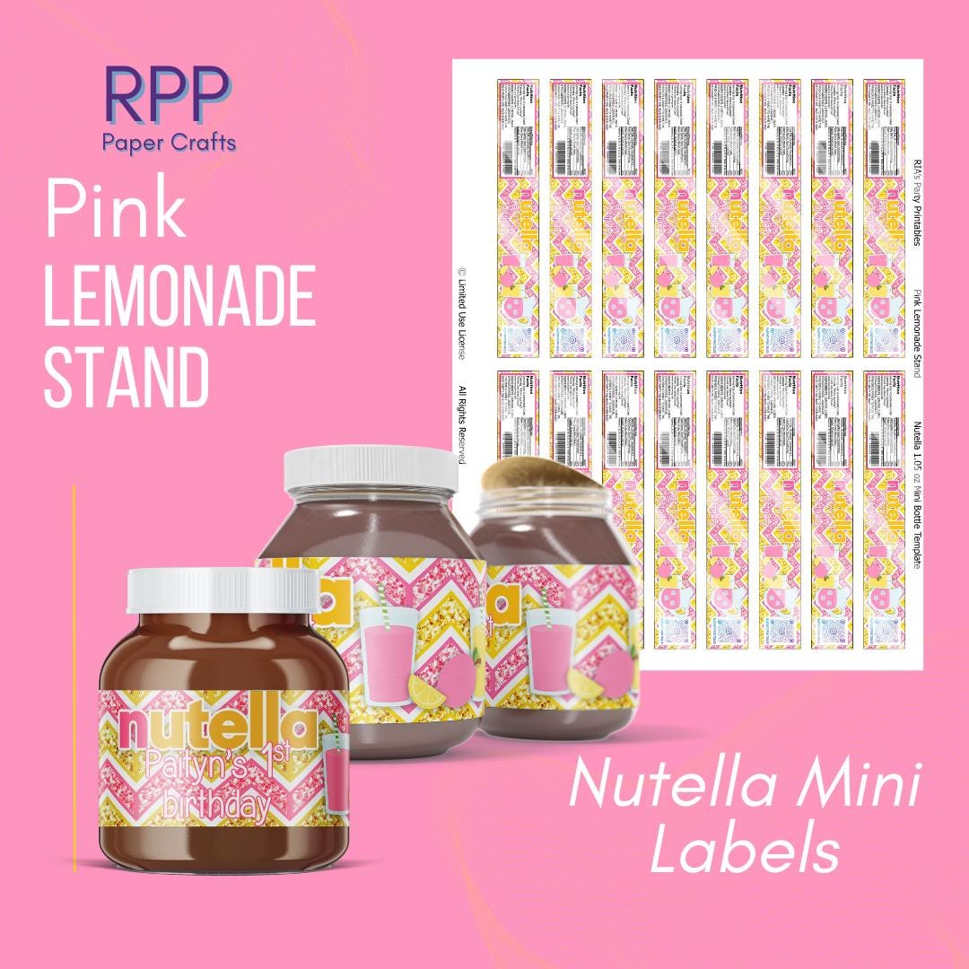 Pink Lemonade Stand Nutella Mini Labels - Etsy