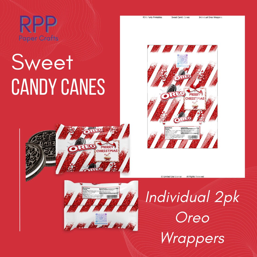 Sweet Candy Canes Individual 2pk Oreos Cookies Wrapper Red White ...