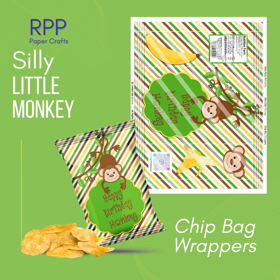 Silly Little Monkey Chip Bag Wrappers - Etsy