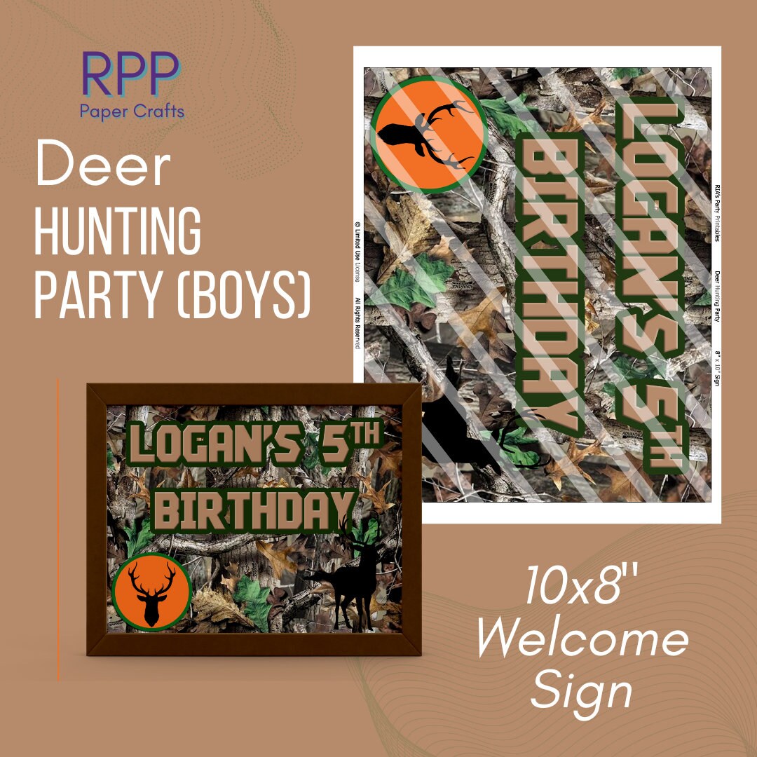 Deer Hunter Party (boys) 8x10" Welcome Sign - Etsy