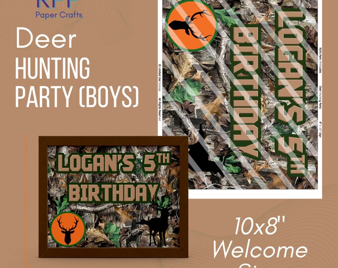 Editable Hunting Birthday Welcome Sign Canva Template, Personalised ...