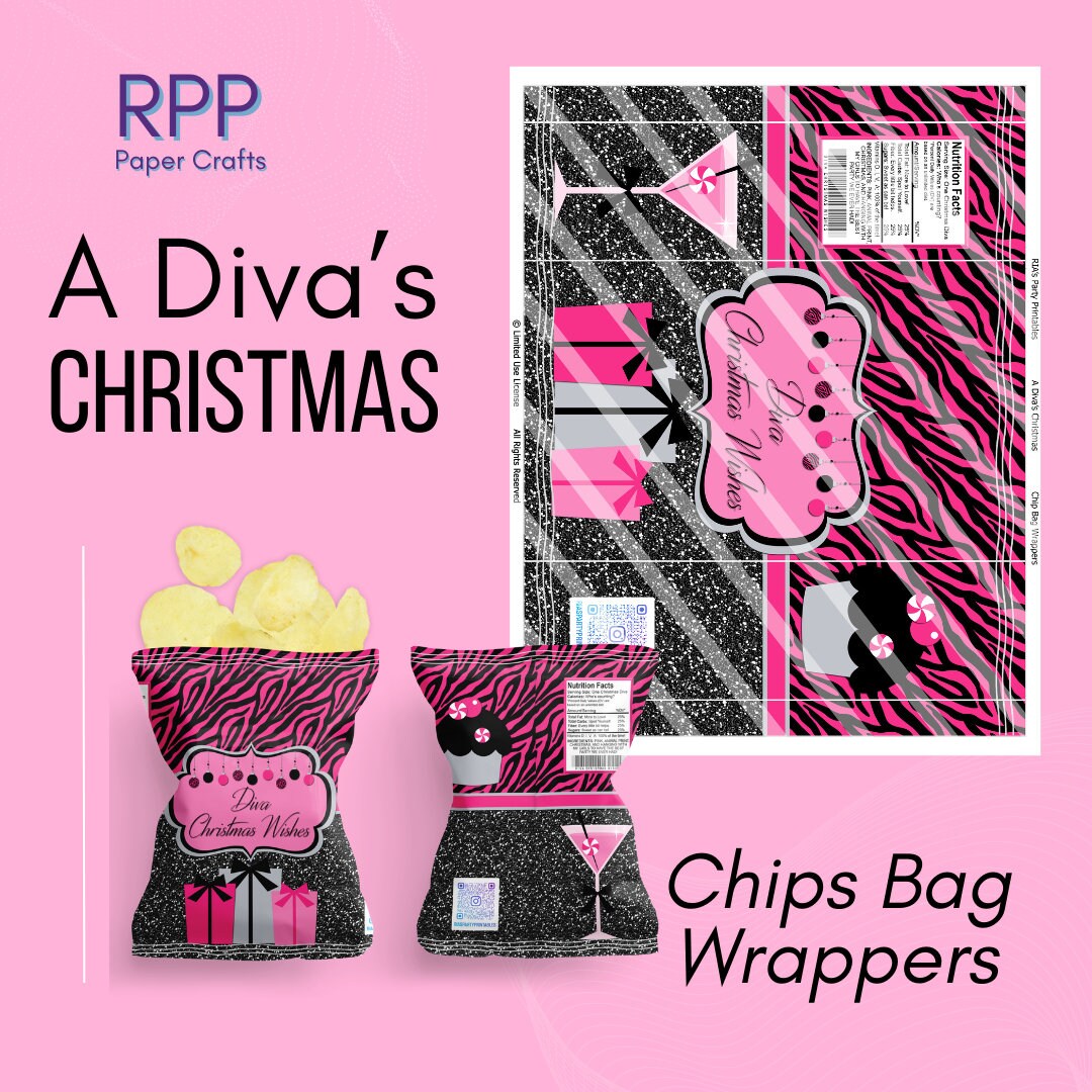 A Diva's Christmas Chip Bag Wrappers Pink Ladies Girlsmas Gals ...