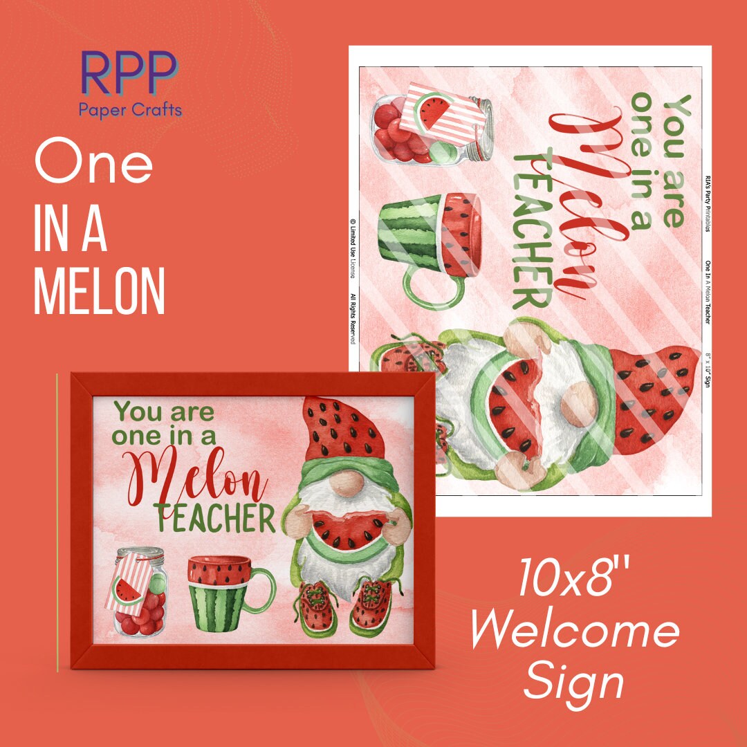 One in A Melon Teacher 8x10 Welcome Sign - Etsy