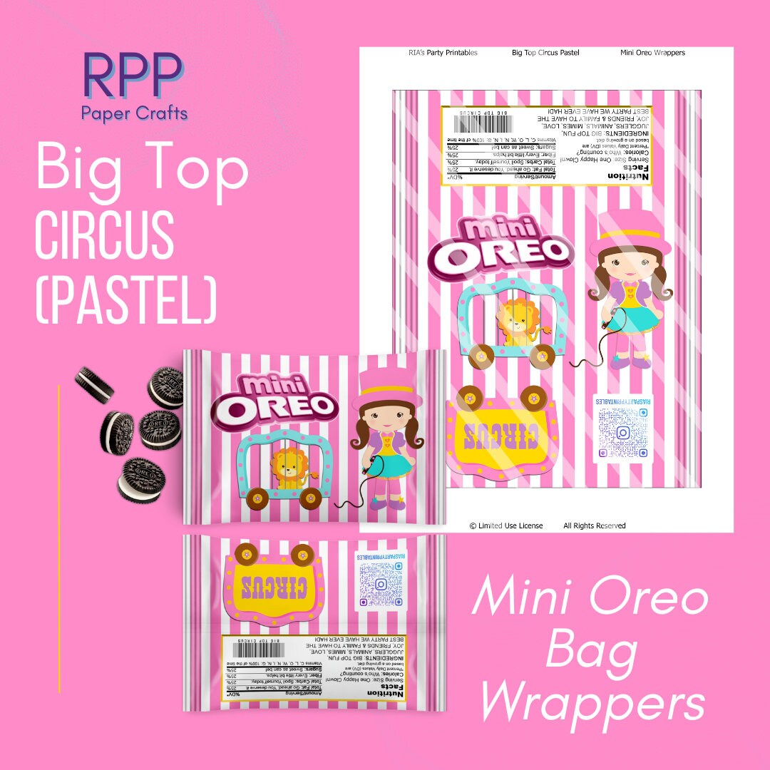 Big Top Circus (pastel) Mini Oreo Wrappers - Etsy