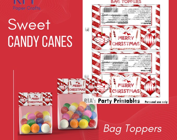 Candy Cane Seeds Topper, Christmas Bags Toppers, Printable Christmas ...
