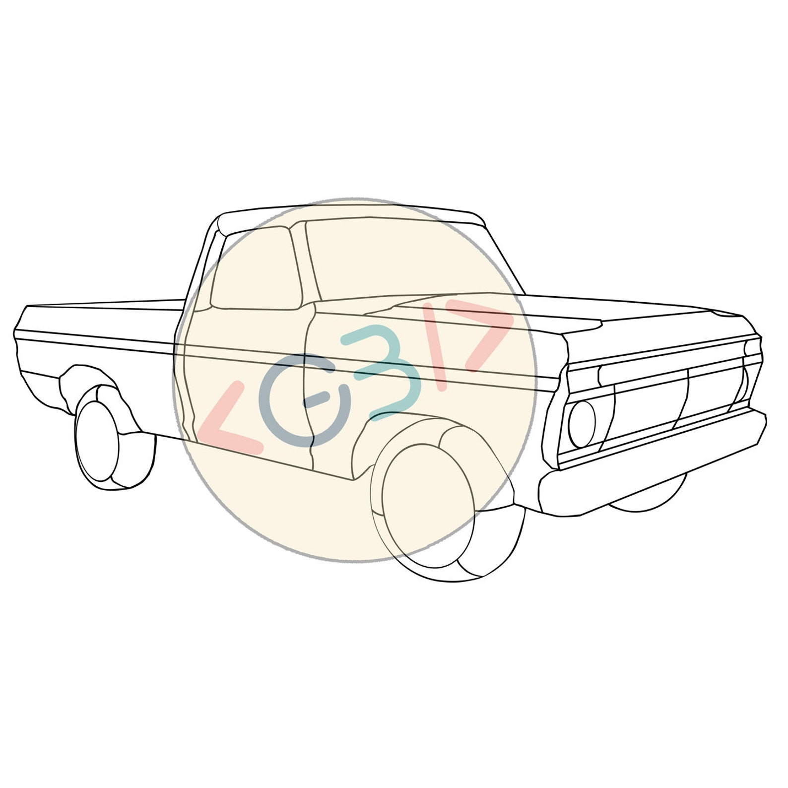 Ford F100 Pickup Digital Stained Glass Pattern - Etsy