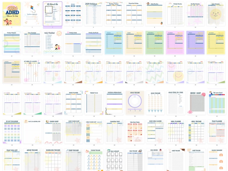 2024 All in One ADHD Digital Planner for Kids Adhd Planner Printable ...