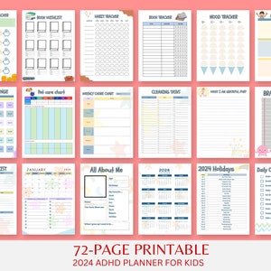 2024 All in One ADHD Digital Planner for Kids Adhd Planner Printable ...