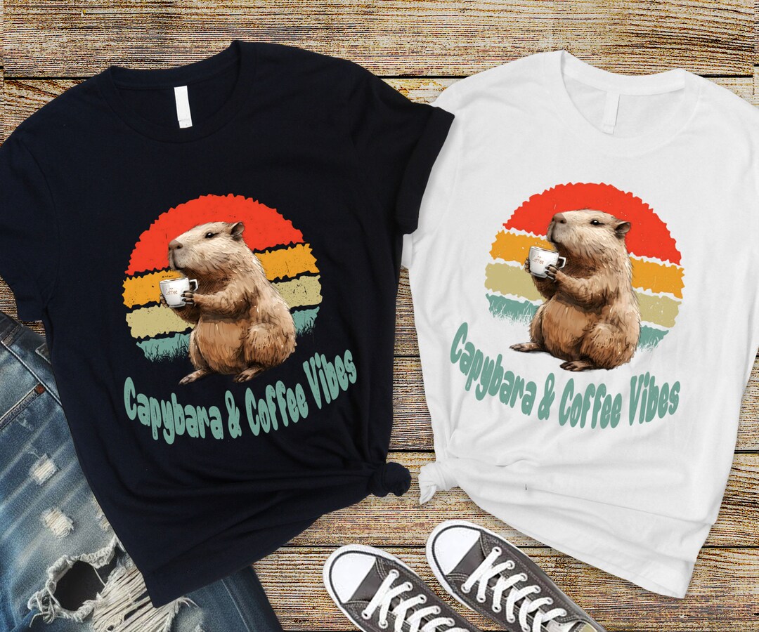 Capybara & Coffee Vibe Tshirt Design Png, Coffee Lover, Coffee Time ...