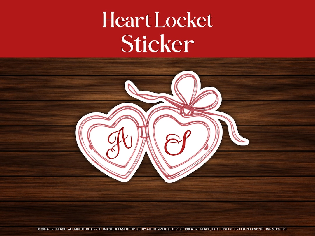 Custom Heart Locket Initial Sticker, Personalised Couple Sticker ...