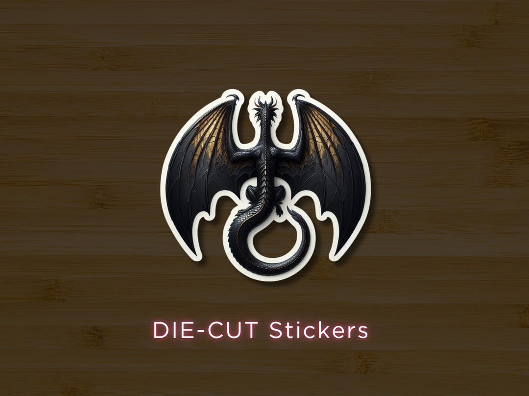 Black Dragon Sticker | Fantasy Die-cut Vinyl Sticker | Gothic Dragon ...
