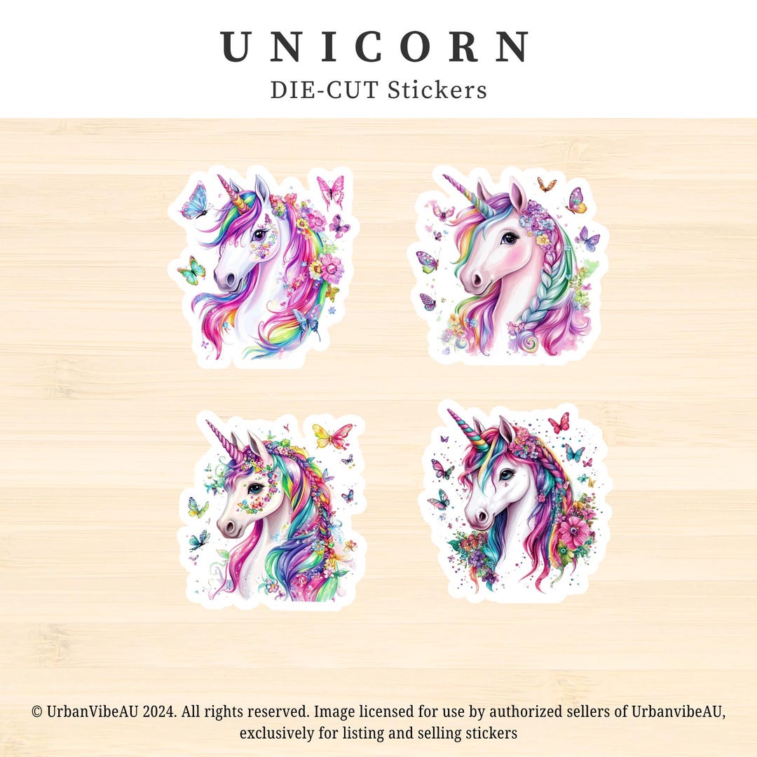 Magical Unicorn Stickers | Die-cut Laminated Vinyl | Durable Matte ...