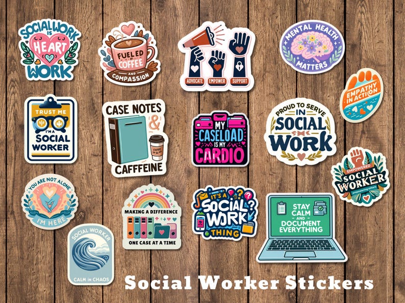 Social Worker Sticker Pack: Motivational Mental Health Vinyl Decals - Etsy