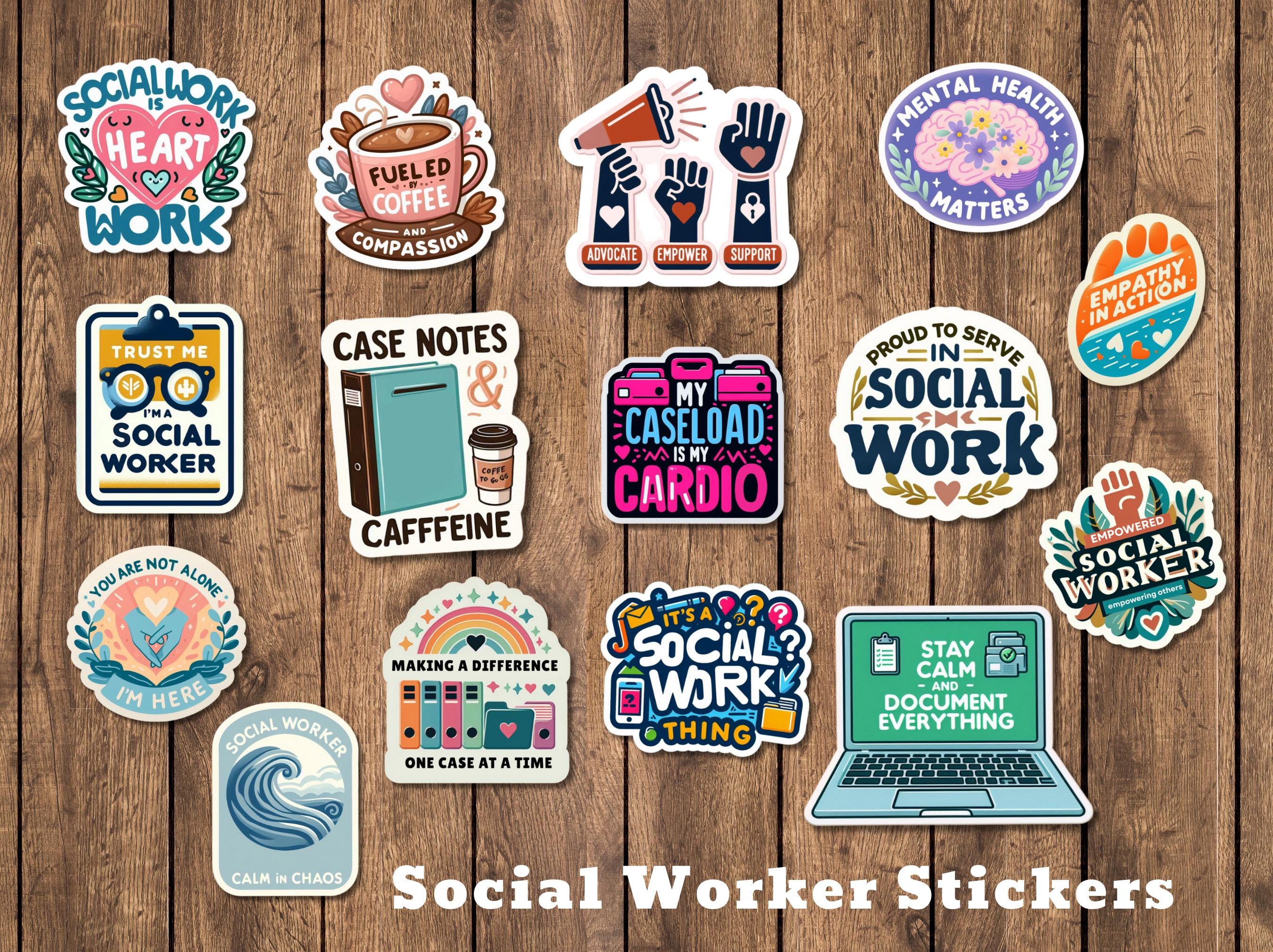 Social Worker Sticker Pack: Motivational Mental Health Vinyl Decals - Etsy