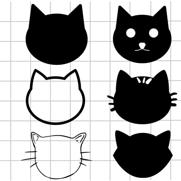 Cat Face Svg - Etsy