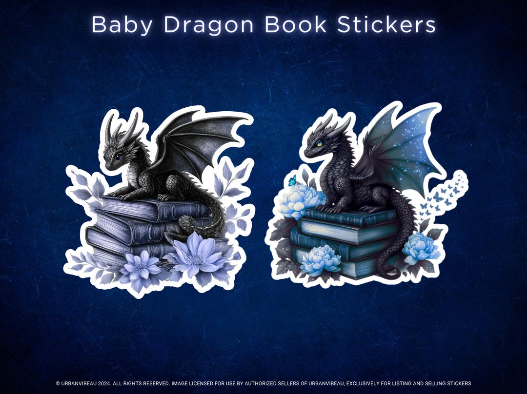 Baby Dragon Book Sticker, Cute Vinyl Sticker, Fantasy Bookish Merch ...
