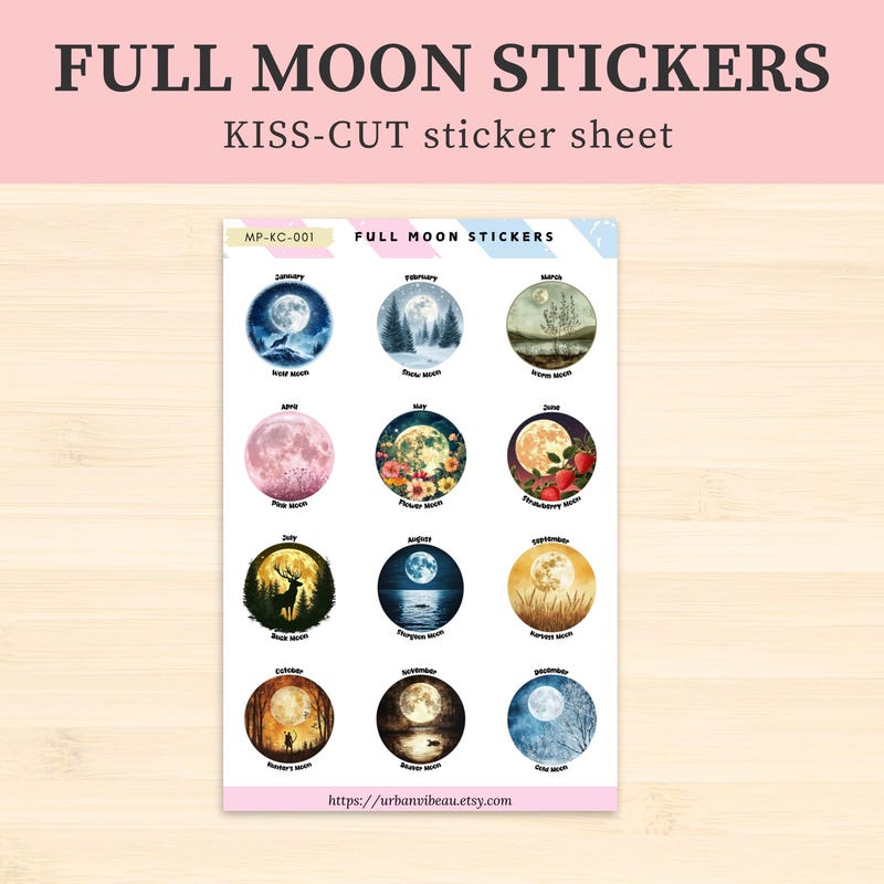 Moon Phases 2026 Stickers - Etsy UK