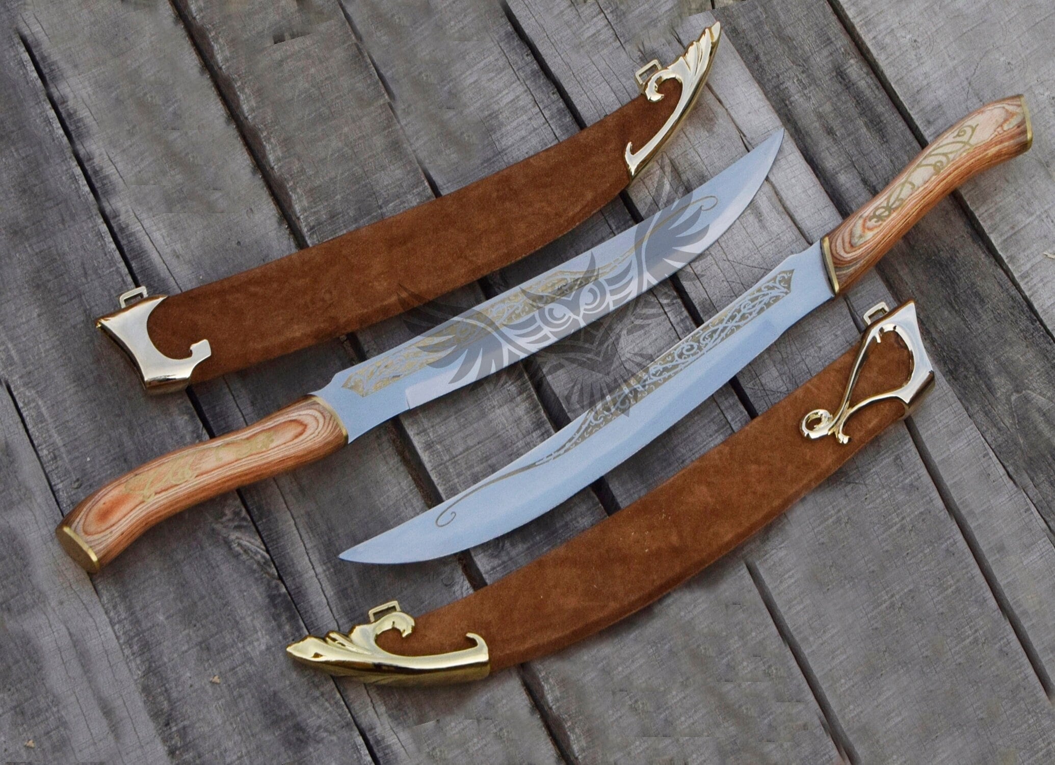 Lord of the Rings Hand Made Legolas Daggers Pair With Free Scabbard and ...
