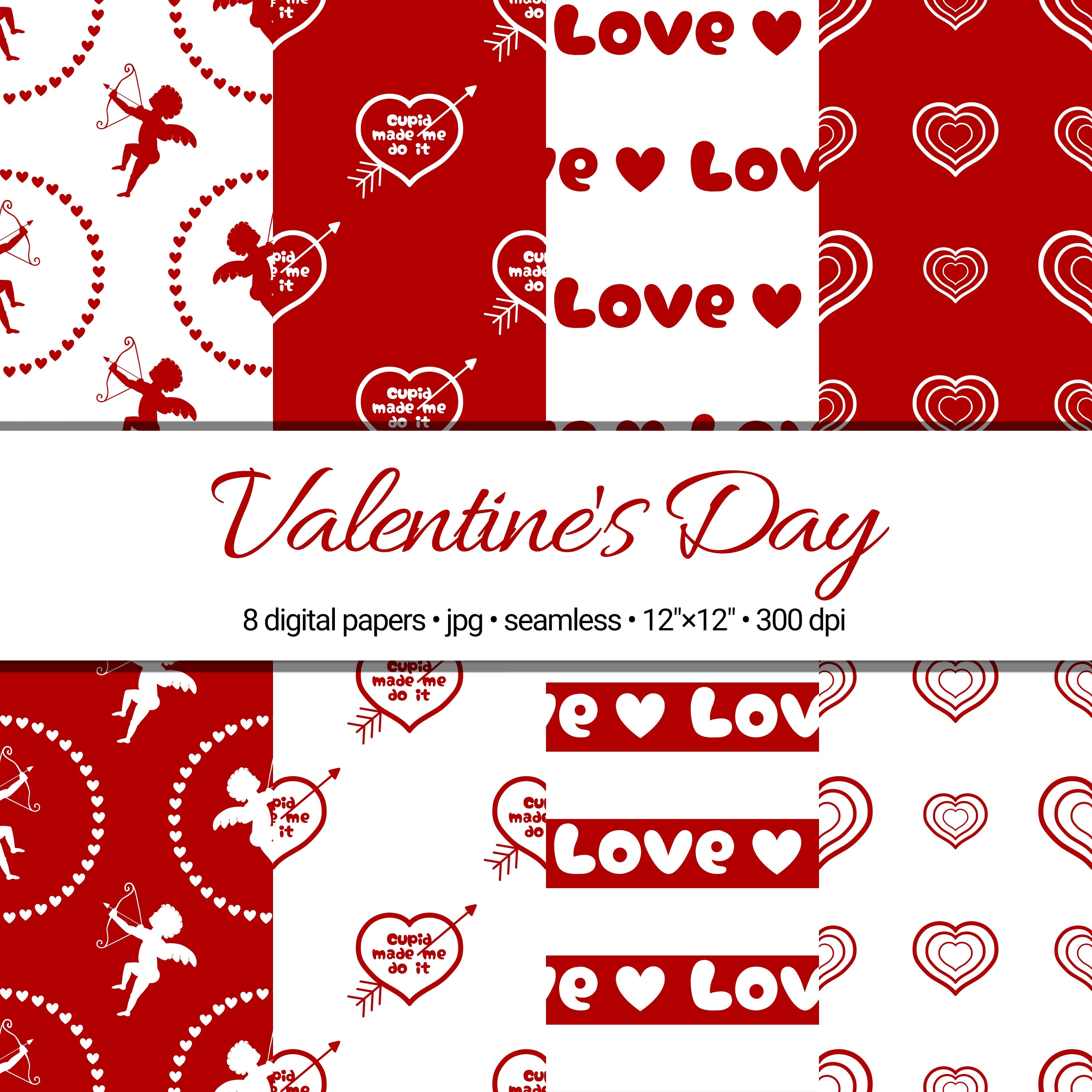 Valentines Digital Paper Seamless Pattern - Etsy