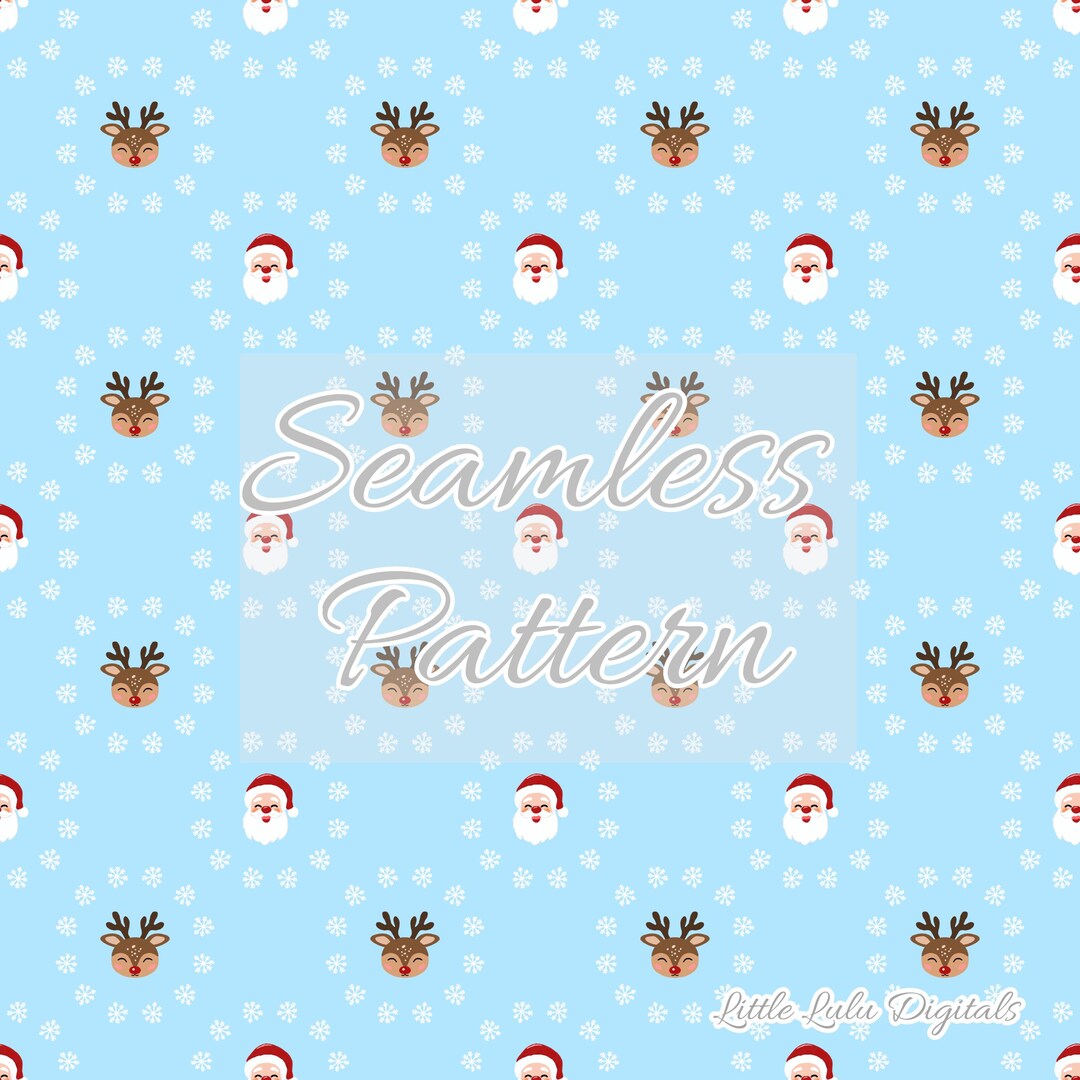 Santa Claus Rudolph Red Nosed Reindeer Seamless Pattern - Christmas ...