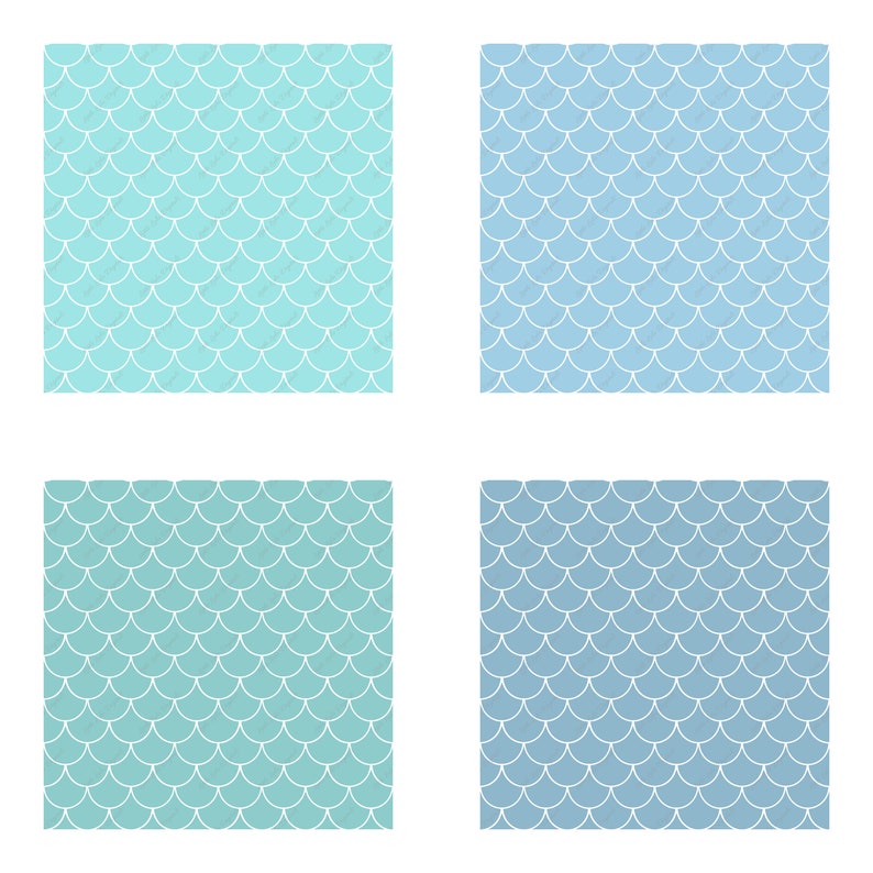 Mermaid Scales Digital Paper - Seamless Pattern and Shades of the Ocean ...