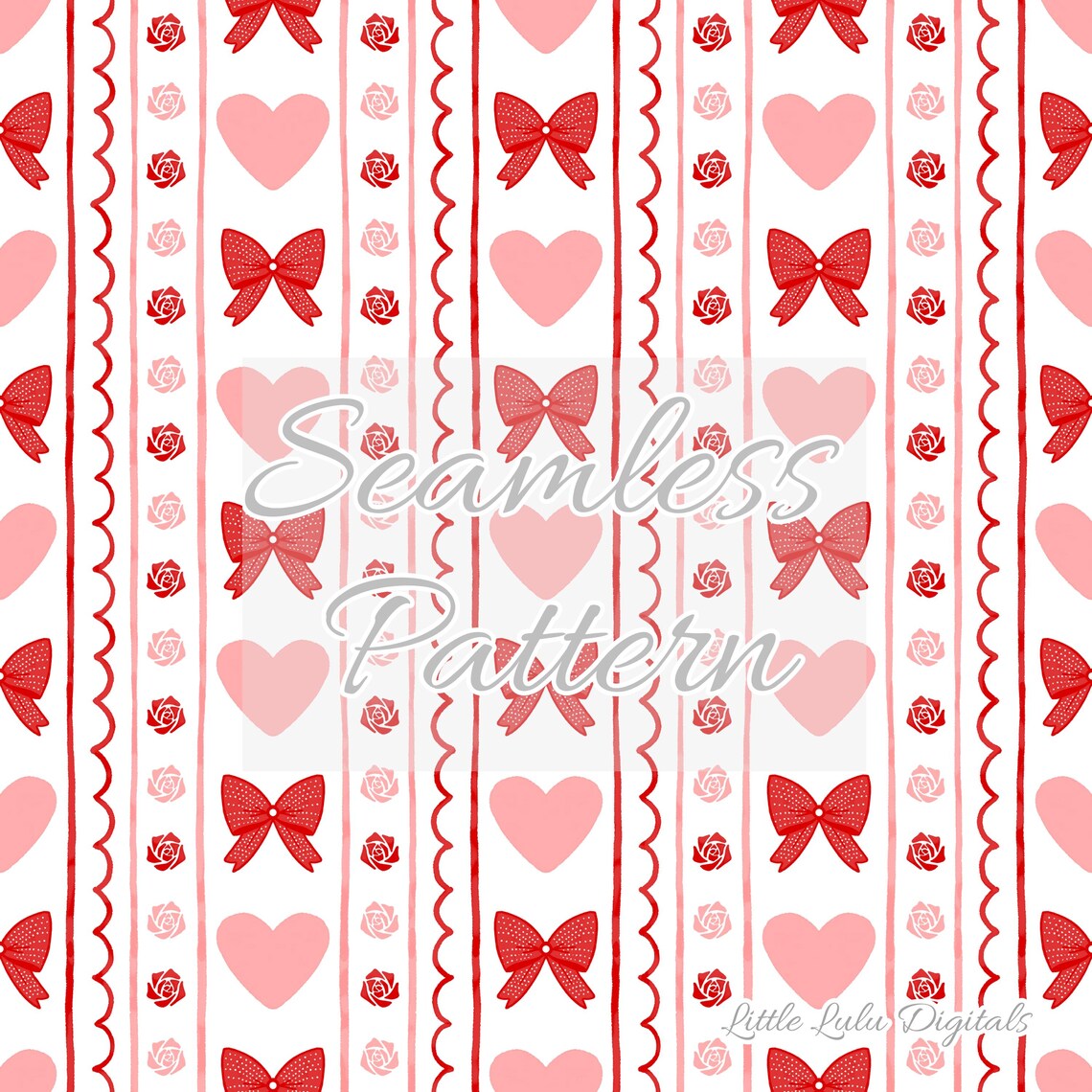 Valentine Seamless Pattern - Watercolor Valentine's Day Seamless File ...