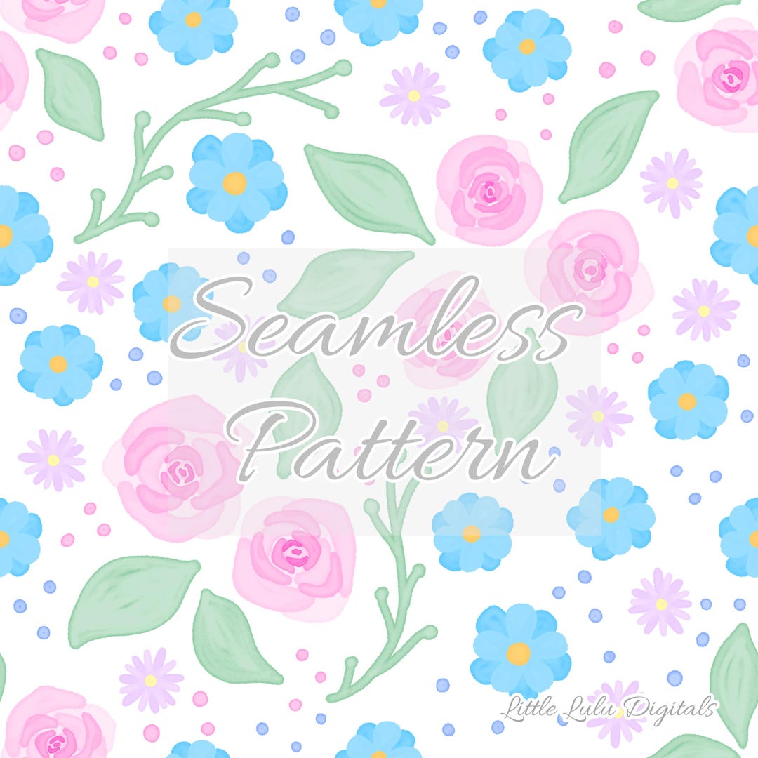 Spring Flowers Seamless Pattern - Watercolor Spring Floral Seamless ...