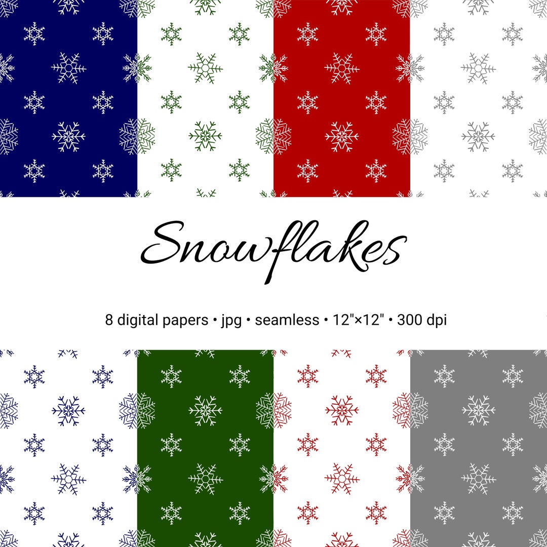 Snowflake Digital Paper - Seamless Pattern and Christmas Colors - Etsy